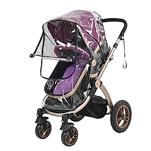 Clear Stroller Rain Cover Travel Weather Shield Breathable Windproof Waterproof Baby Pram Stroller Rain Cover Canopy Protect from Rain Wind Sun Dust Snow Universal Baby Stroller Accessories