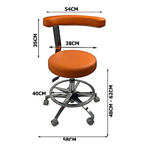 SFKLYU Doctor Chair Assistant Stool Microfiber Leather Dental Stool Dentist Chair with Armrest Adjustable Height,A