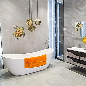 12Inch Large Turtle Wall Decor, Sea Turtle Ocean Hanging Sculpture, Metal Marine Life Theme Wall Decoration for Bathroom Bedroom Swimming Pool (YELLOW)