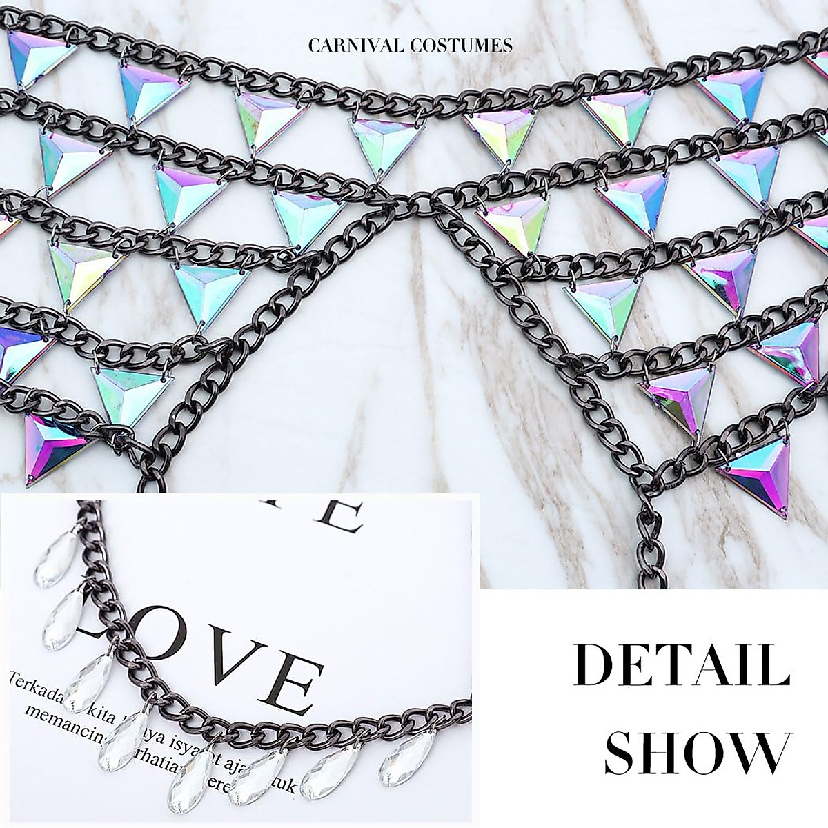 Aiosy Boho Body Chain Bra Silver Sexy Rhinestone Bikini Bra Body Halter Backless Sequins Chain Bra Beach Body Accessories Jewelry for Women (Top)