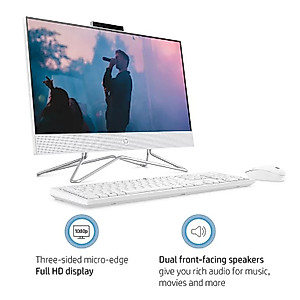 HP 2024 21.5" FHD All-in-One Desktop Intel 4-Core Pentium Silver J5040 Intel UHD Graphics 32GB DDR4 1TB NVMe SSD WiFi AC BT HDMI Webcam RJ45 Wilress KB&Mouse White Windows 11 Pro w/RE Accessories