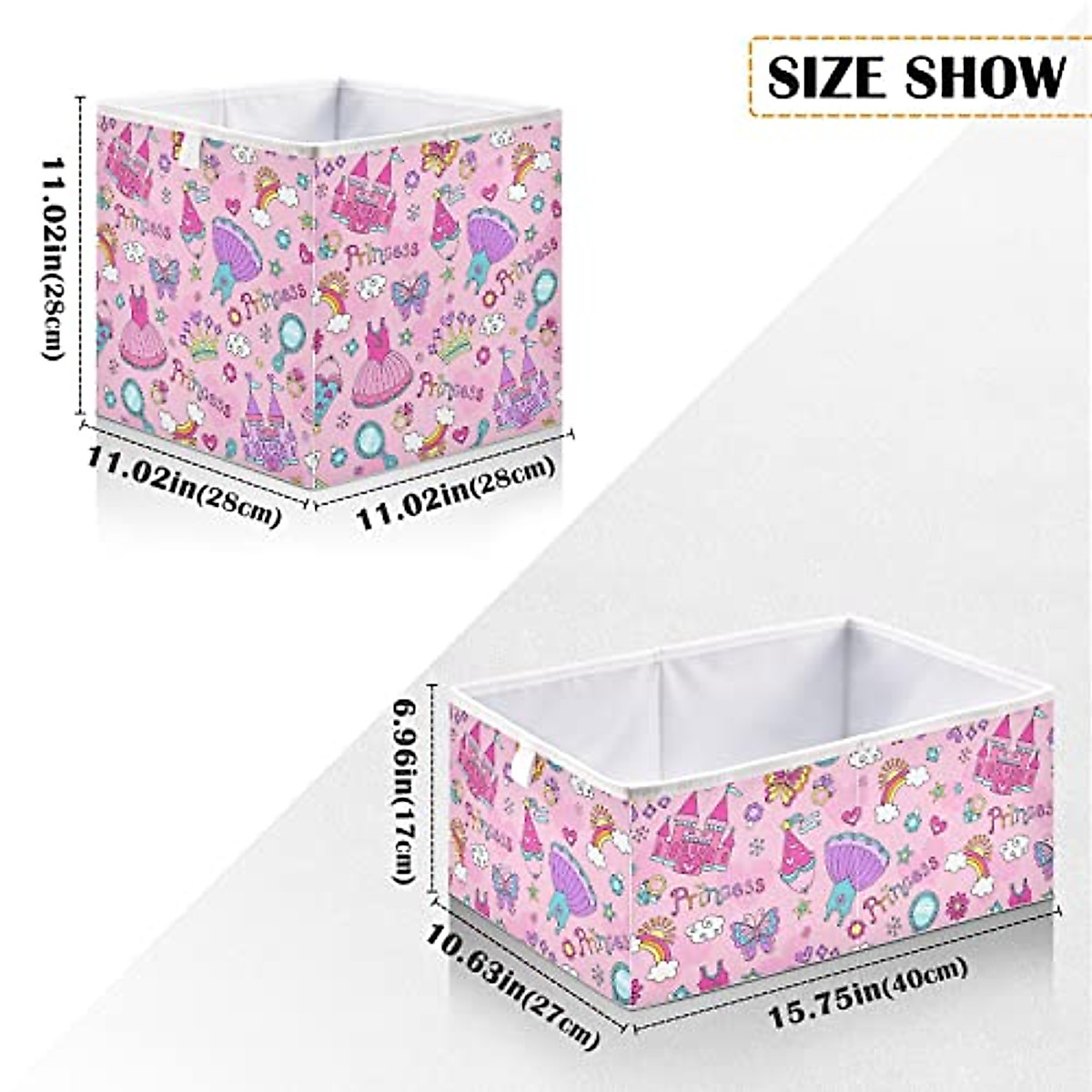 CaTaKu Cute Fantasy Pink Storage Baskets Large Rectangular Storage Bins Baskets for Organizing Fabric Collapsible Storage Organizer for Shelves