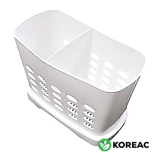 KOREAC_ Kitchen Storage Chopsticks Holder Basket for Dishwashers L6.3” X H5.3” X W3” Plastic Drain Rack/Capacity 2 Divided Compartments