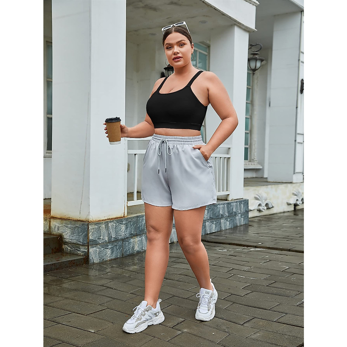 Milumia Women's Plus Size Crisscross Back Sports Bra Fitness Workout Yoga Bra Black XX-Large Plus