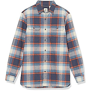 Amazon Aware Men's Regular-Fit Long-Sleeve Flannel Shirt, Blue Plaid, X-Large