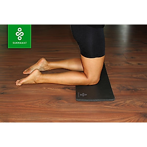 SukhaMat Yoga Knee Pad - 15mm (5/8") Thick - The best yoga knee pad for a pain free Fitness Exercise Workout. Cushions pressure points. Complements your full-size yoga mat. (Black)