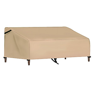 NEVERLAND Outdoor Couch Cover Waterproof, 420D Patio Outdoor Sofa Loveseat Furniture Cover with Air Vent and Handles Fits up to 79"W×38"D×35"H Golden