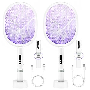 PALONE Electric Fly Swatter Type-C Rechargeable Electric Bug Zapper Racket, Detachable Mosquito Swatter, Fly Zapper, Mosquito Killer for Indoor Outdoor 2 Pack