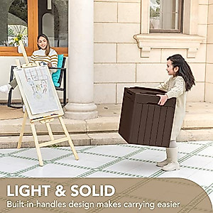 Devoko 30 Gallon Resin Deck Box Outdoor Indoor Waterproof Storage Box for Patio Pool Accessories Storage for Toys Cushion Garden Tools (30 Gallon, Brown)