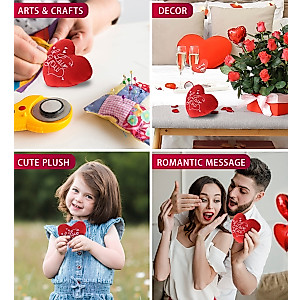 DolliBu I Love You Red Heart Plush - Mini Stuffed Heart Plush Toy, Special Anniversary Valentines Day Heart Plush Accent, Cute Small Heart Shaped Plush Decor, Romantic Stuffed Animals Heart- 3 Inches