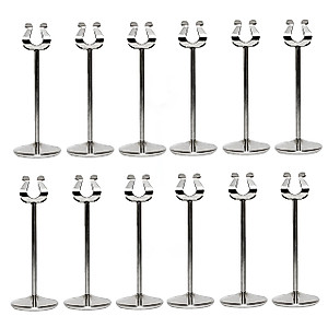 TrueCraftware- Set of 12 Stainless Steel 8" Table Card Stand Heavy Base- Table Number Holders Place Card Holder Table Picture Holder Wire Photo Holder Clips Picture Note Photo Stand