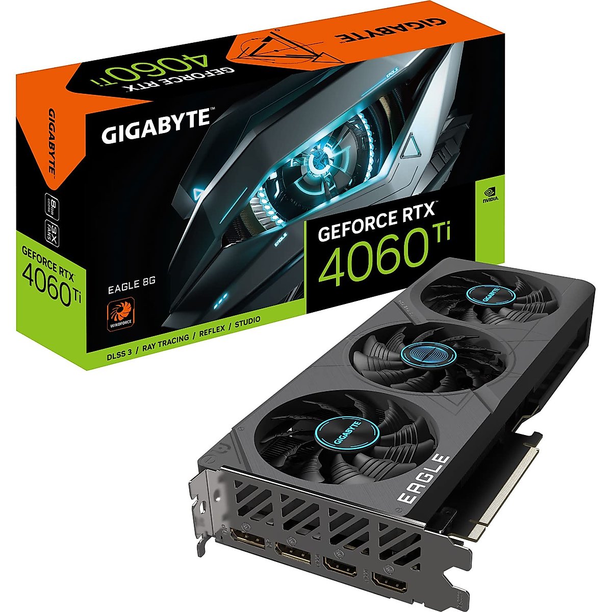 Gigabyte GeForce RTX 4060 TI EAGLE Graphics Card - 8GB GDDR6 18Gbps 128bit, PCI-E 4.0, 2X DisplayPort 1.4, 2X HDMI 2.1a, NVIDIA DLSS 3, Supports 4K, Ada Lovelace Arch, GV-N406TEAGLE-8GD