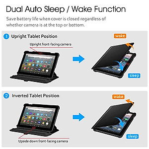 Fintie Case for Kindle Fire HD 8 & HD 8 Plus Tablet (Fits Both 12th Gen 2022 & 10th Gen 2020 Release) - 360 Degree Rotating Swivel Stand Protective Cover with Dual Auto Sleep Wake, Black