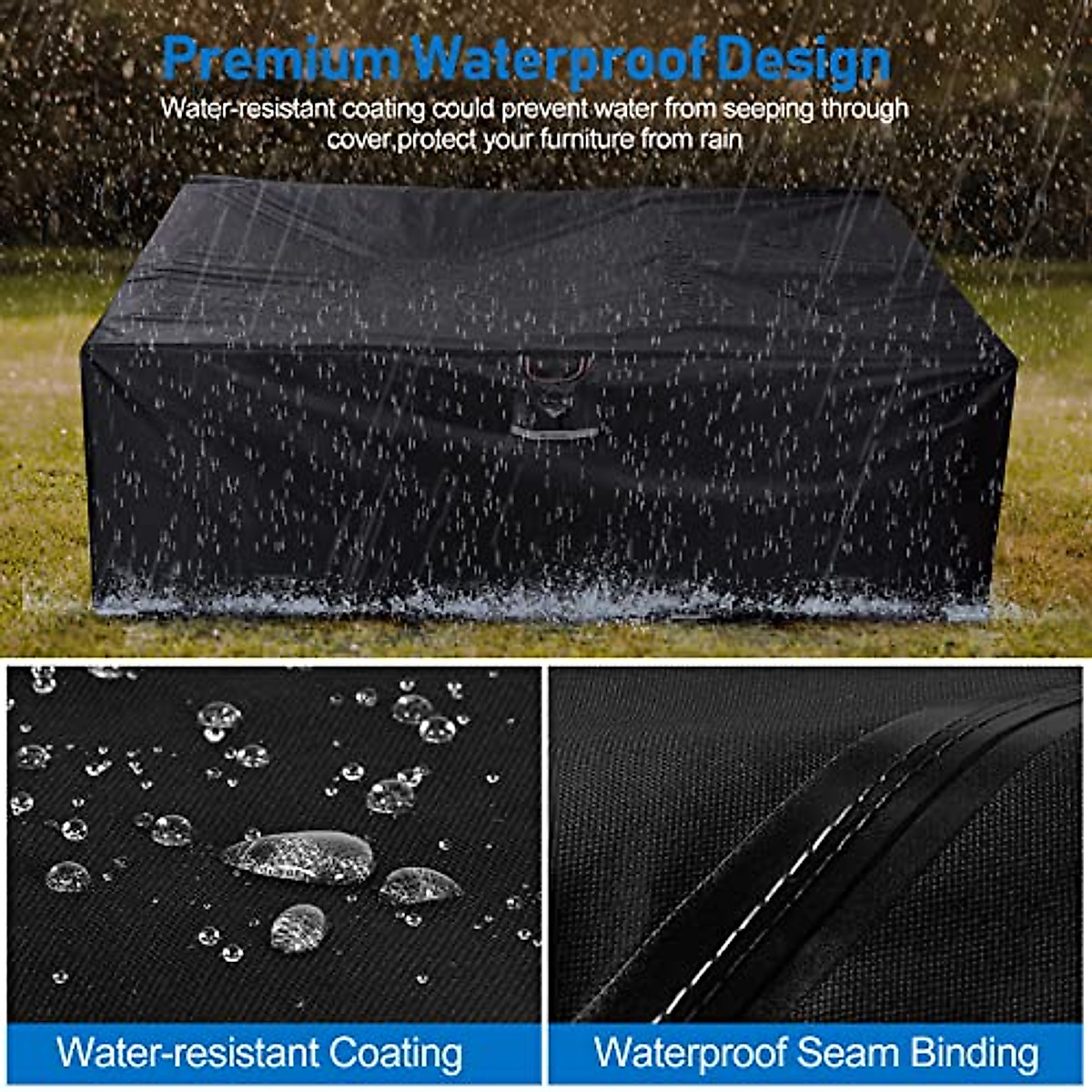 Paswith Outdoor Patio Furniture Covers Waterproof 600D Strong Tear Resistant Outdoor Table Covers, Patio Furniture Covers Windproof UV & Fade Resistant For Outdoor Furniture(90"Lx60"Wx28"H)