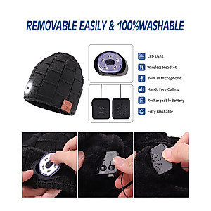 Sleep Mask Bluetooth Eye Mask with White Noise Bundle Bluetooth Beanie Hat with Light, Christmas Gifts for Men Women Dad