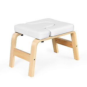 Giantex Yoga Headstand Bench w/PVC Pads, Yoga Inversion Chair, Sturdy Wood Frame, Yoga Inversion Trainer, Relieve Fatigue and Shape Body, Idea for Workout, Fitness and Gym