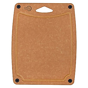 Mercer Culinary Composite Cutting Board-11.75" X 9.25",W/SIL Feet/Channel, Large, Tan