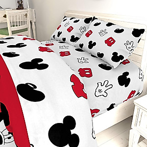 Jay Franco Disney Mickey Mouse Cute Faces Full Sheet Set - Super Soft and Cozy Kid’s Bedding - Fade Resistant Polyester Microfiber Sheets (Official Disney Product)