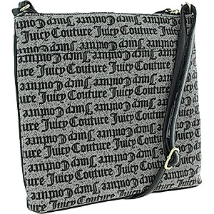 Juicy Couture Womens Love Lock Logo Faux Leather Crossbody Handbag Black Medium