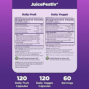 Natrol JuiceFestiv Daily Fruit & Veggie with SelenoExcell and Whole-Food [Phyto]Nutrients, Dietary Supplement Supports Better Nutrition (& overall well-being), 120 Capsules (Pack of 2), 60 Day Supply