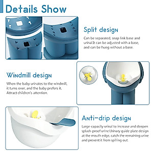 Frog Pee Training,Standing Potty Training Urinal for Boys Toilet with Funny Aiming Target - DEEP Blue