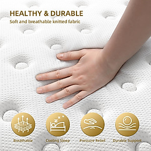 Naiveer Cooling Gel Memory Foam Hybrid Mattress, 10 Inch Twin Size Mattress in A Box with Pocket Springs for Back Pain & Pressure Relief, Medium Firm Feeling with CertiPUR-US Certified Foam