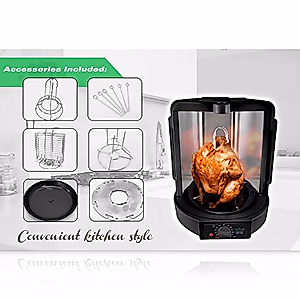 NutriChef Vertical Countertop Rotisserie Oven Roaster, Rotating Shawarma And Kebab Machine with Skewer and Rack, Basket Tower, Roasting Rack, Poultry Tower, Drip Tray, For Meat Chicken Turkey Lamb