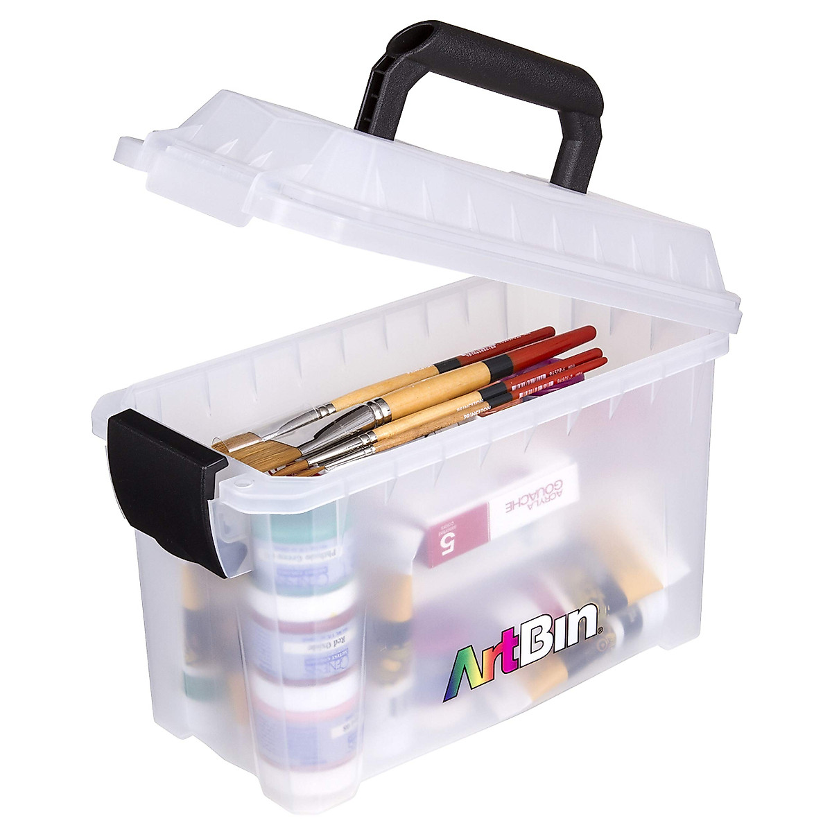 ArtBin 6815AG Mini Sidekick Carrying Case, Portable Art & Craft Organizer with Handle, [1] Plastic Storage Case, Clear