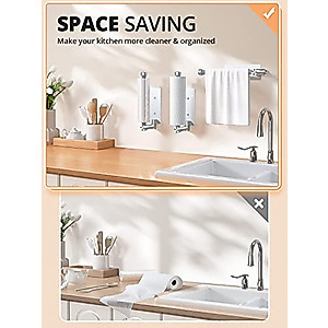 𝙉𝙤.𝟭 VICSEED Adjustable Paper Towel Holder Under Cabinet [One Hand Tear Off] Paper Towel Holder Wall Mount [Versatile Rotatable] Paper Roll Holder for Kitchen Bathroom Toilet RVs (Adhesive, Screw)