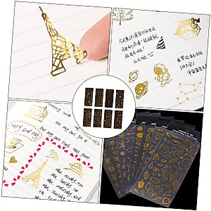 8 Sheets DIY Bronzing Stickers DIY Suitcase Stickers Decorative Decals Diary Decorative Sticker DIY Decals Scrapbook Stickers DIY Stickers Hand Account Stickers Phone Case Decals