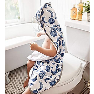 Burt's Bees Baby - Hooded Towels, Absorbent Knit Terry, Super Soft Single Ply, 100% Organic Cotton (Hello Moon!, 2-Pack)