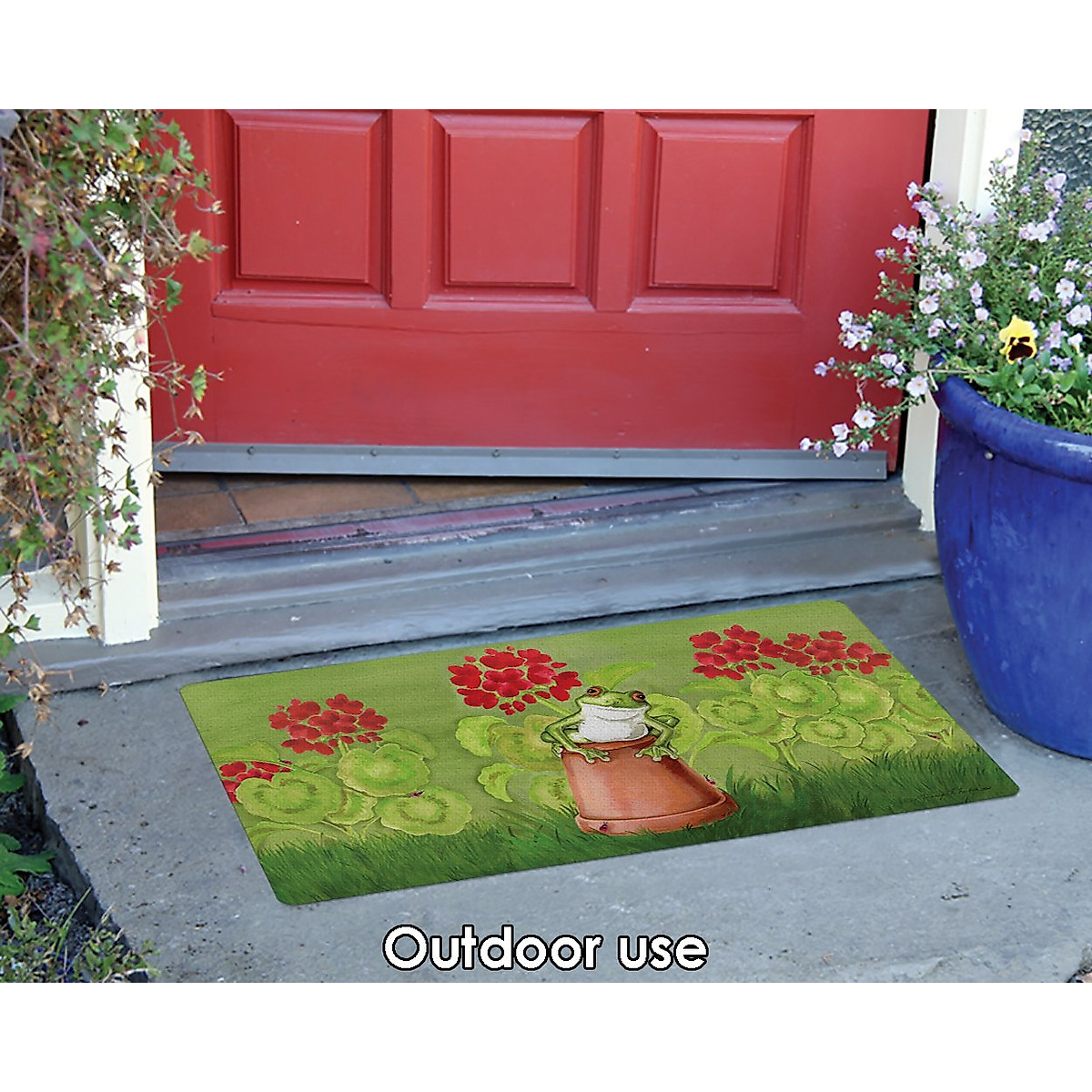 Toland Home Garden 800050 Potted Frog Spring Door Mat 18x30 Inch Summer Outdoor Doormat for Entryway Indoor Entrance