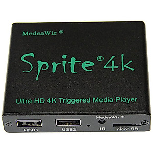 MedeaWiz® DV-S4 Sprite® Looping 4K Media Player – Seamless Audio Video Auto Repeater 2160p 60Hz HDMI, NTSC and PAL Outputs – Trigger Input and Serial Control