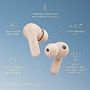 Urbanista Phoenix Solar Powered Hybrid Active Noise Cancelling Wireless Earbuds with Infinite Playtime, Bluetooth Multipoint in-Ear Headphones, Self-Charging Wireless Charging Case, Desert Rose