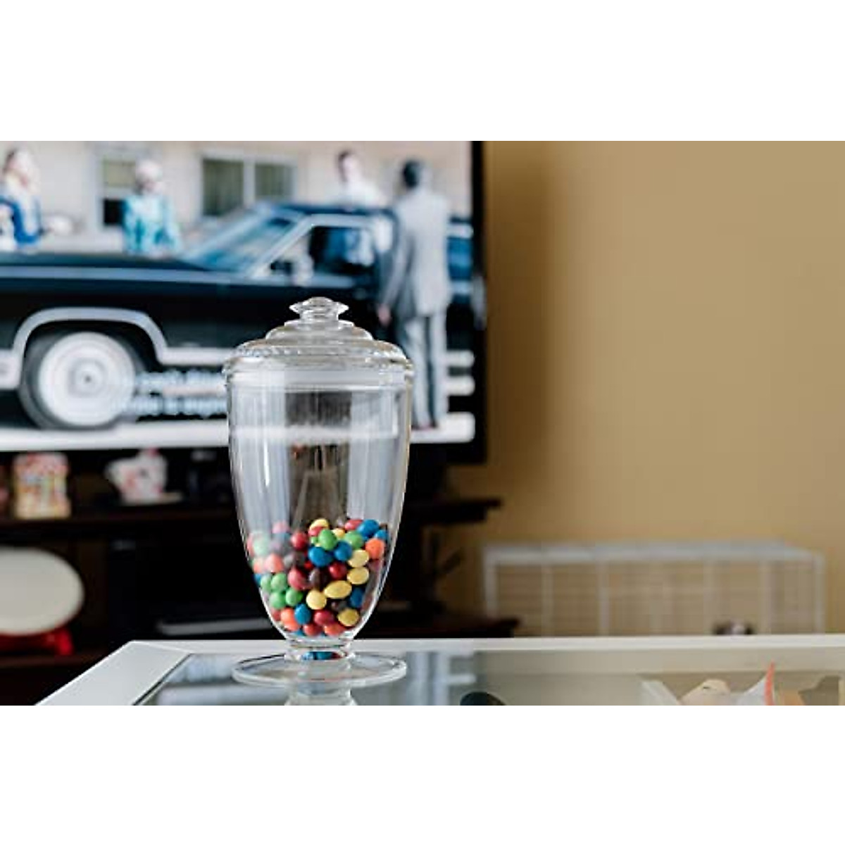 Huang Acrylic Clear Tall Apothecary Jar Centerpiece, Decorative Candy Cookie Display, Elegant Wedding Display, Home Decor Organizer Kitchen Canisters 6 x 6 x 11.5 inches