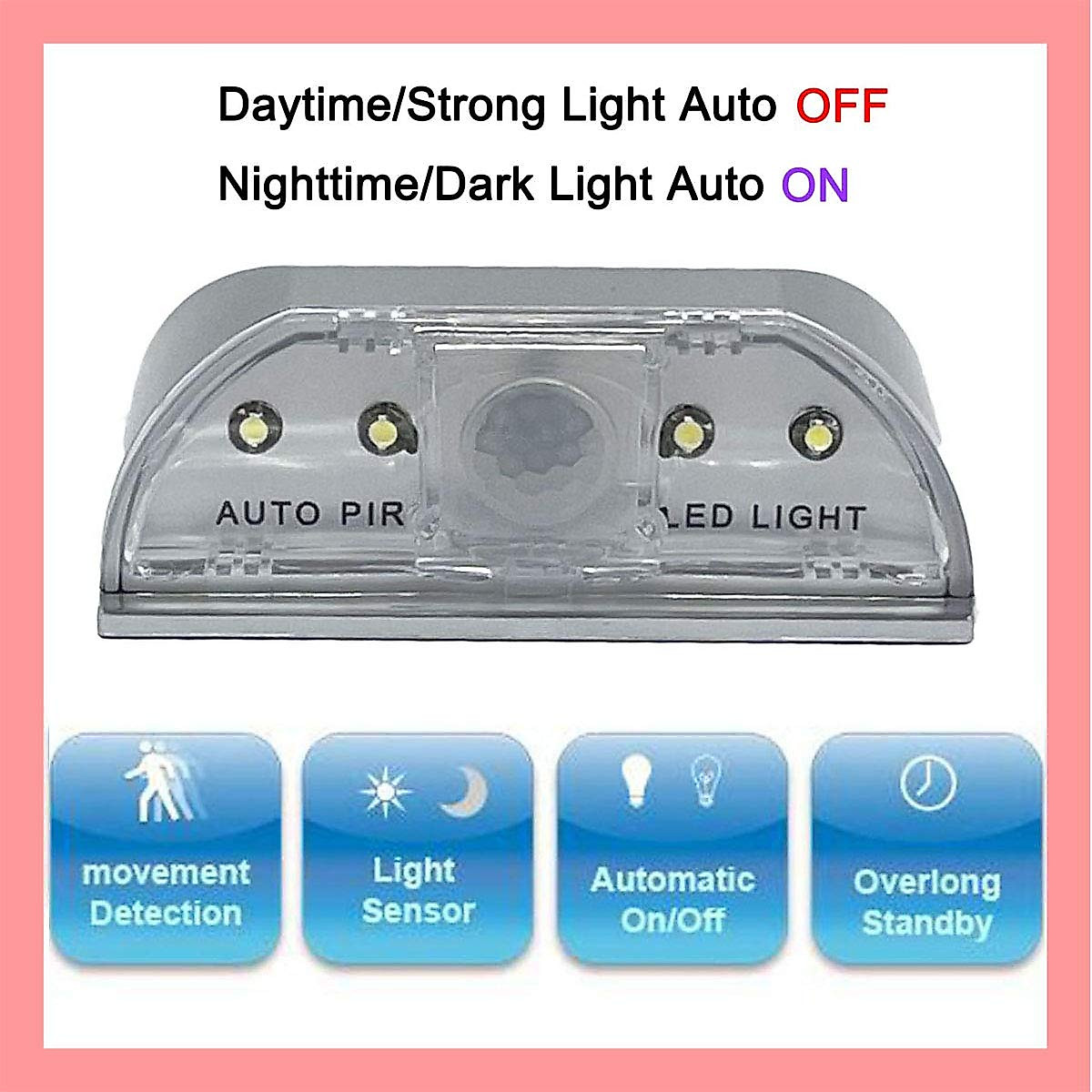 DEEIRAO Home Keyhole Infrared PIR Wireless Auto Sensor Motion Detector LED Light lamp for Kitchen Hallway Stairway Silver