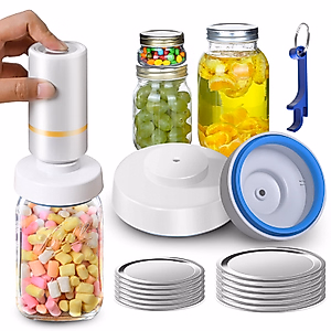 RECAT Mason Jar Vacuum Sealer, Electric Jar Sealer and Accessory Hose Compatible with FoodSaver Vacuum Sealer, Vacuum Sealer for Jars for Wide & Regular Mouth Jar, with Electric Vacuum Pump and Lid Opener