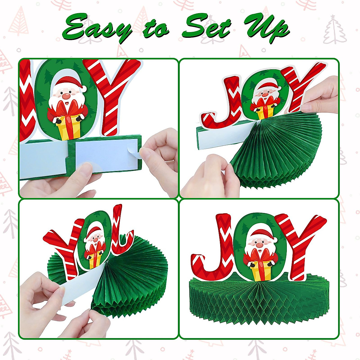 Christmas Decorations 12PCS Christmas Honeycomb Centerpieces Santa Winter Xmas Holiday Party Favors 3D Table Decor