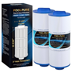 POOLPURE 5CH-502 Fine Thread Spa Filter Replaces PPM50SC-F2M, Marquis Spa 20041, 20091, 370-0237, Marquis 50, 2” Male Thread/MPT Hot Tub Filter (2)