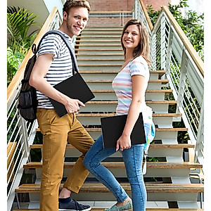 HABGP 6 Pack Black File Folders with Pockets and Business Card Slot, Letter Size Plastic 2 Pocket Folders for Documents, Office Filing Cabinet Folders, School Supplies for College Students