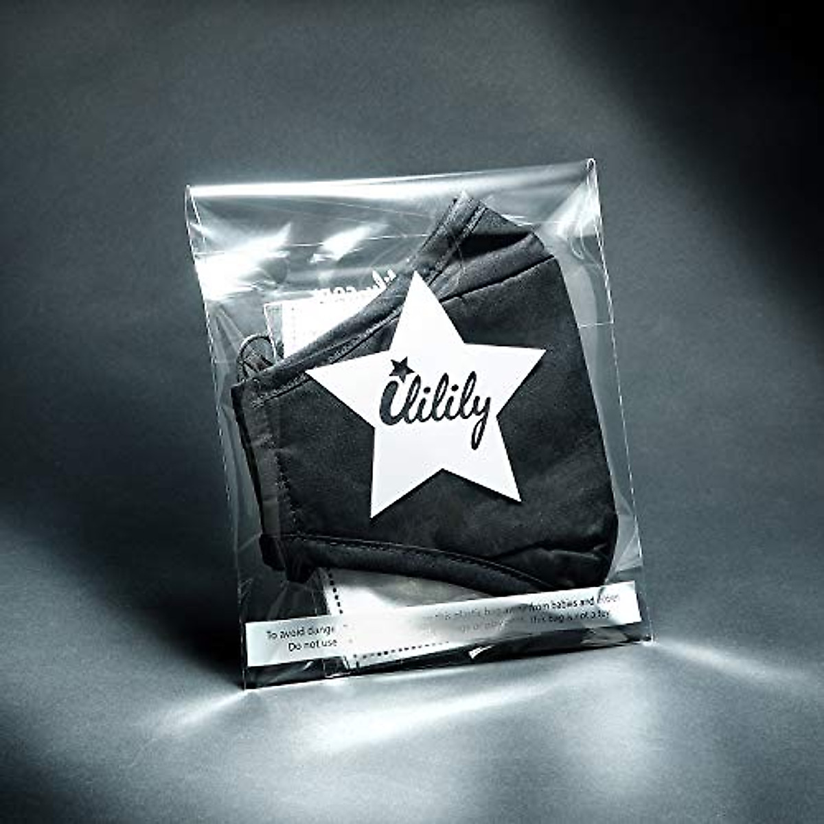 ililily Black Cotton Washable Nose Wired Face Mask Filter Pocket Wide Cover With Filter (Black)