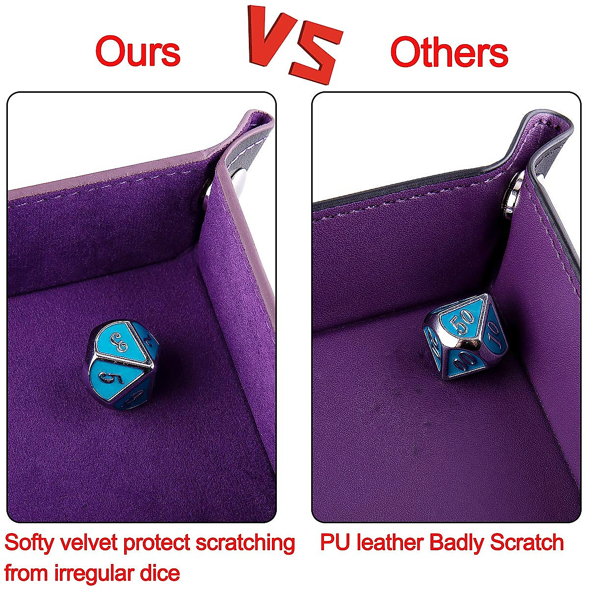 SIQUK 6 Pieces Dice Tray Velvet Folding Square Holder for Dice Games Like RPG, DND, and Other Table Games, 6 Colors