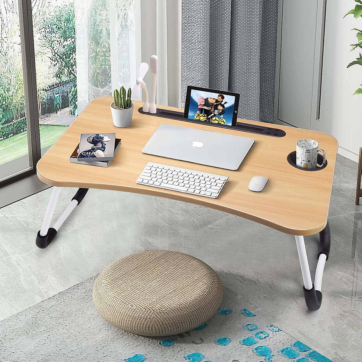 Slendor Laptop Desk Foldable Bed Table Folding Breakfast Tray Portable Lap Standing Desk Notebook Stand Reading Holder for Bed/Couch/Sofa/Floor