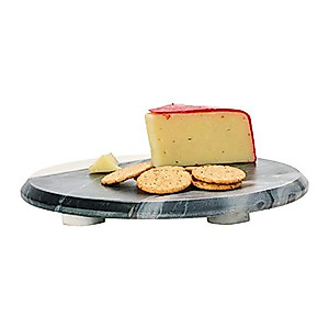 Creative Co-Op Round Marble Cheese, Grey, Black & White Cutting Board, 10"