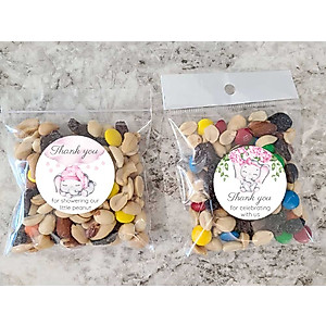 1.9 Inch Stickers Elephant Baby Shower Favors Girl Thank You for Celebrating with Us Gray Pink