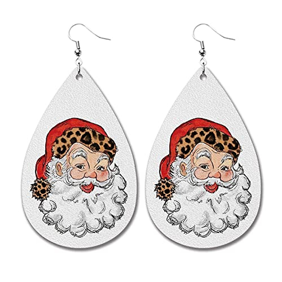 9 Pair Christmas Faux Leather Earrings Lightweight Leaf Dangle Teardrop Earrings for Women Gift -Style 2