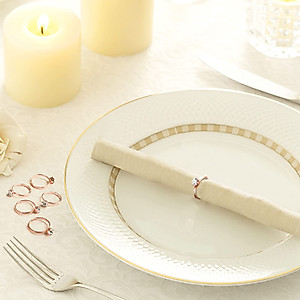 Naler Bridal Shower Rings 52 Pack Rose Gold Diamond Engagement Rings for Wedding Party Favors Table Decorations Cupcake Toppers