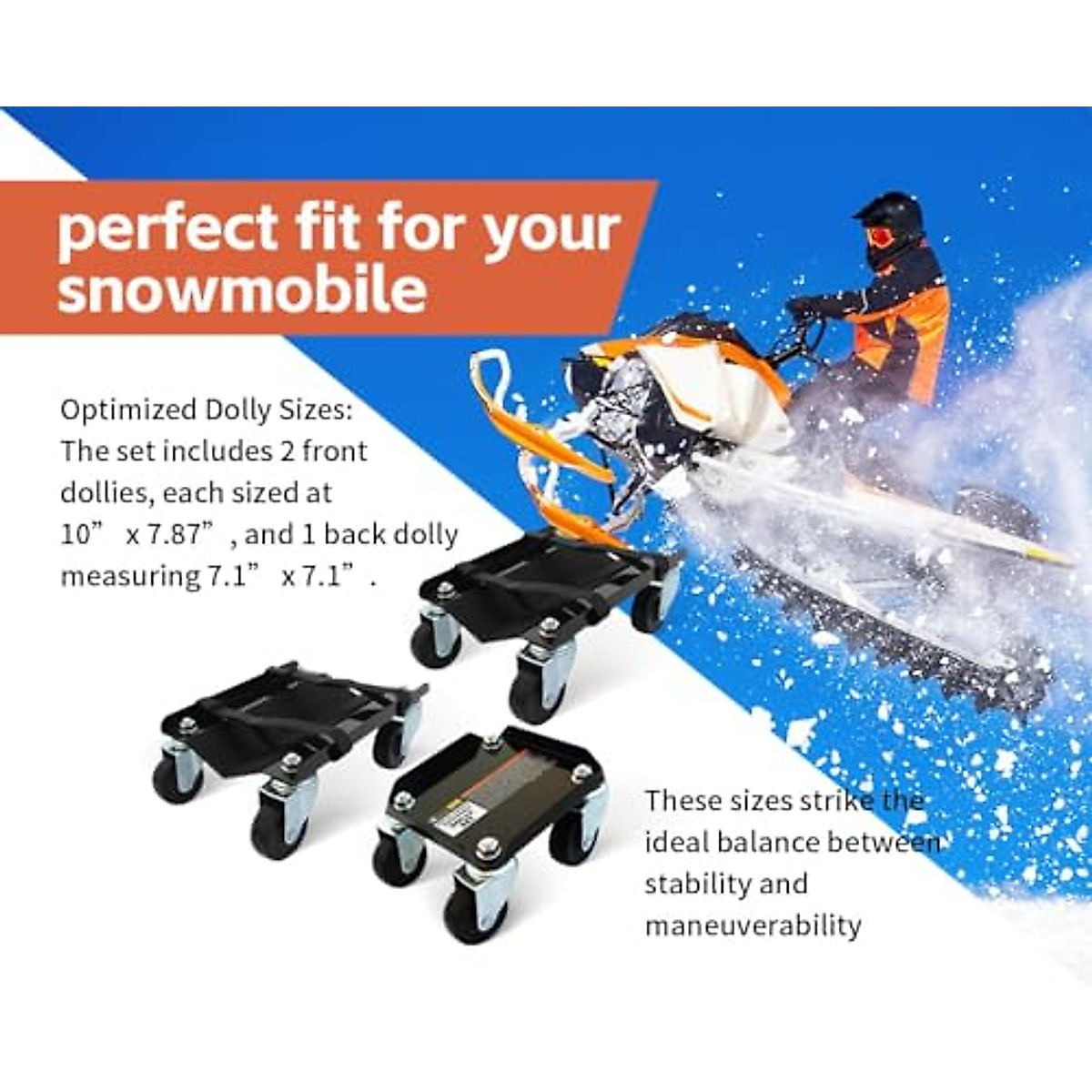 MaxxHaul 50906 Snowmobile Moving Dolly Set, 1500lbs Load Capacity V-Slide Anti-Slip Rubber Pads Straps Firmly Attaching on Skis