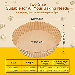 50pcs Unbleached Air Fryer Disposable Paper Liner, Air Fryer Parchment Paper 6.3inch Round, Non-stick Air Fryer Disposable Liners Paper, Oil-proof Air Fryer Liner for Microwave, Oven, Air Fryer