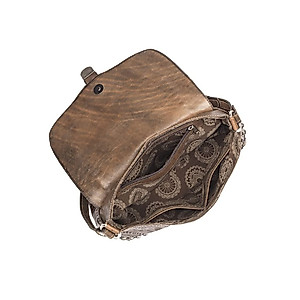 American West Western Leather Flap Crossbody Handbag